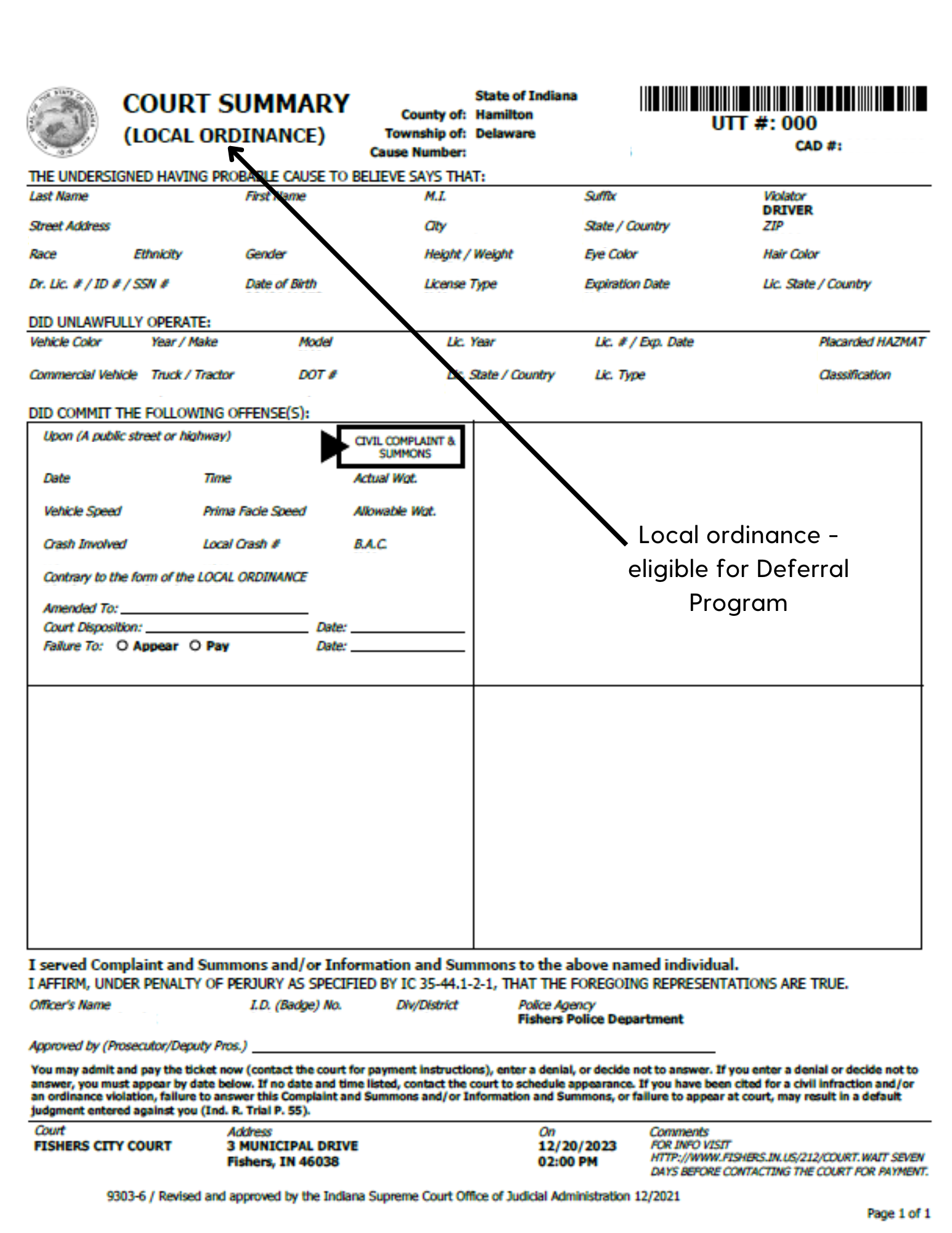 Deferral Program - City of Fishers