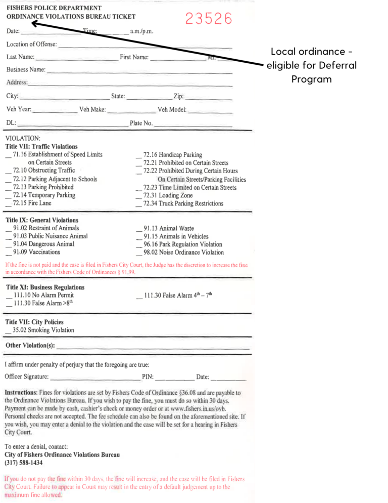 Deferral Program – City of Fishers